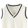 Boys' Girls' Cotton V Neck Sweater Vest with Striped Collar Ribbed Hem ...