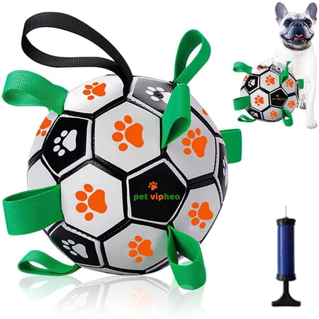 Dog Toys Soccer Ball with Grab Tabs,Interactive Dog Toy for Tug,Herding ...