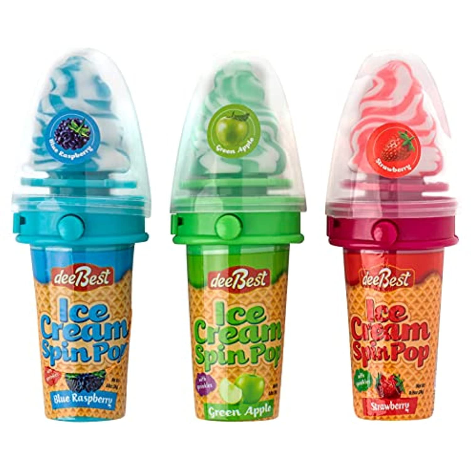 Dee Best Candy Ice Cream Cone Shaped Suckers Spin Lollipop - 3 Count ...