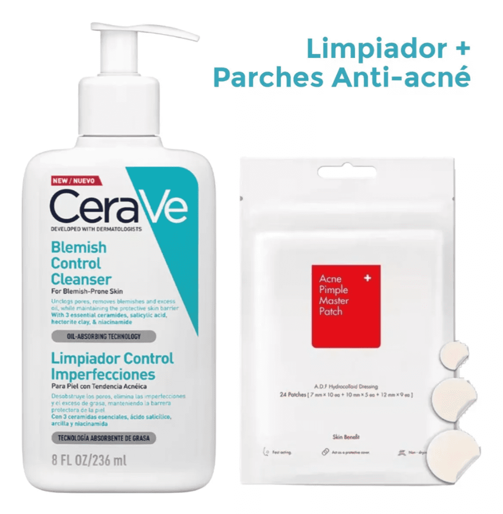 Parches Anti Acné + Limpiador Control Imperfecciones Granos, Barros Y ...