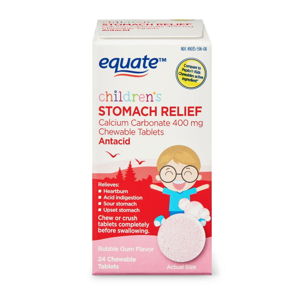 Equate Children's Stomach Relief Antacid, Bubble Gum Flavor, 24 ...