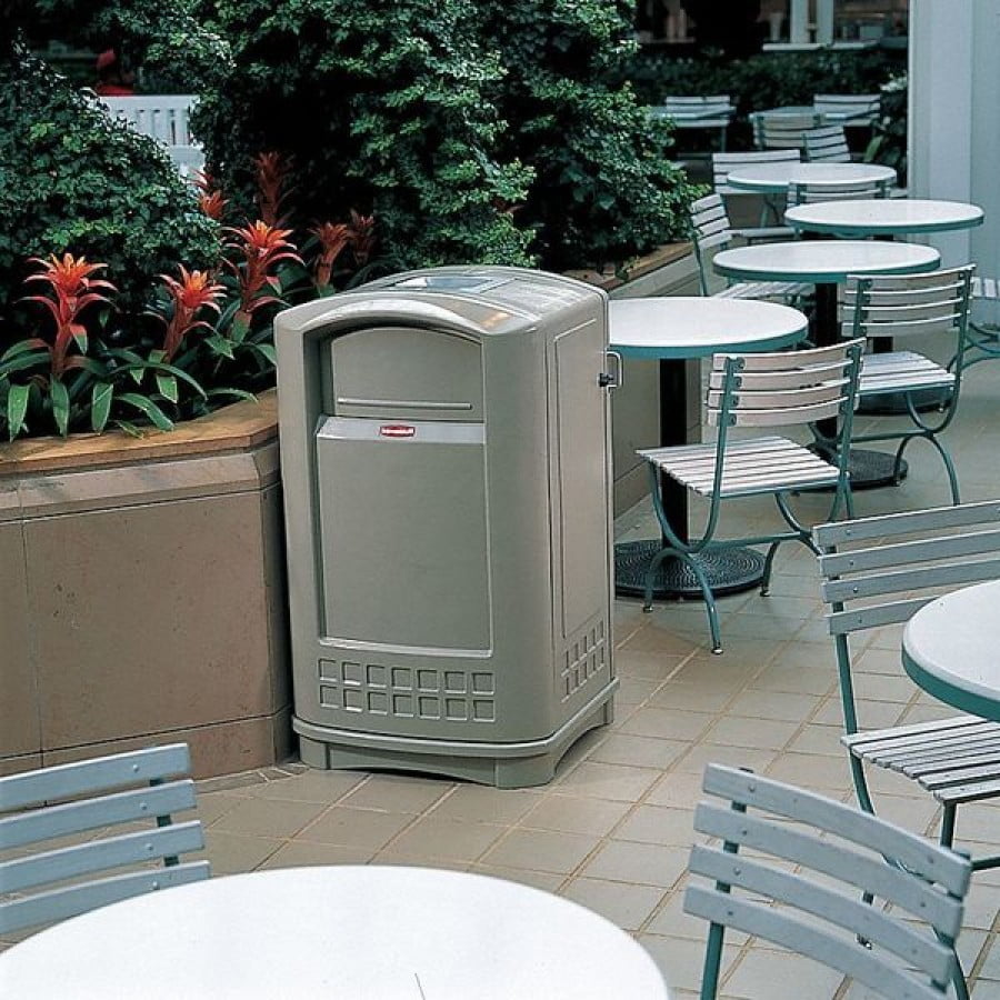 RUBBERMAID FG9P9000DGRN 35 gal. Plastic Rectangular Trash Can , Green ...