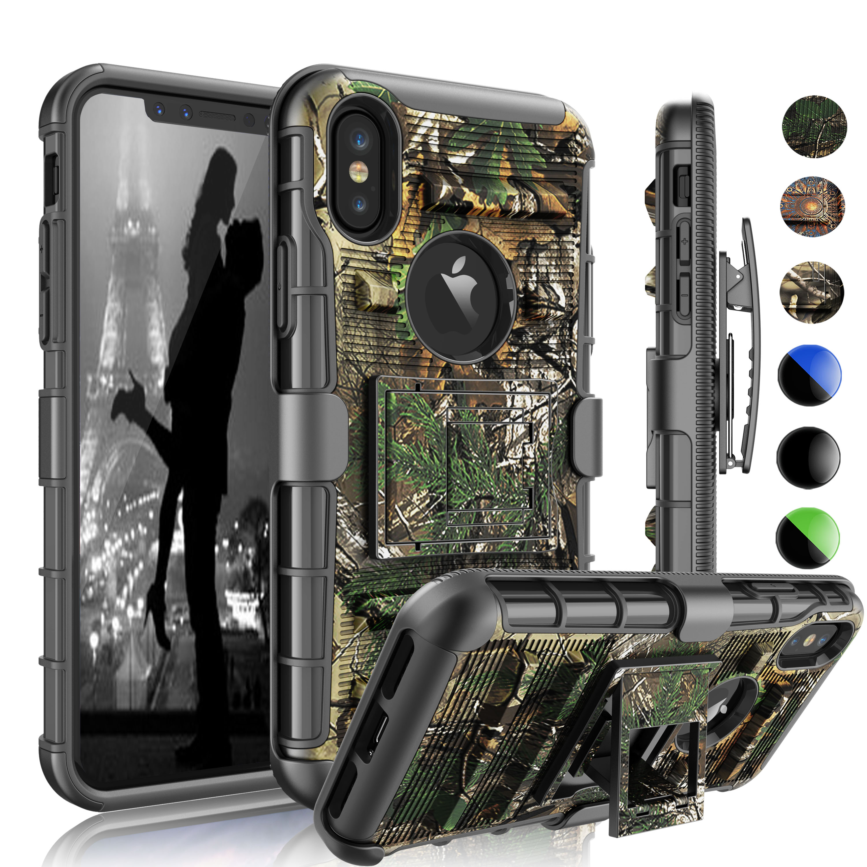 iPhone X Case, iPhone X Holster Belt, iPhone X Hard Cver, Njjex Shock ...