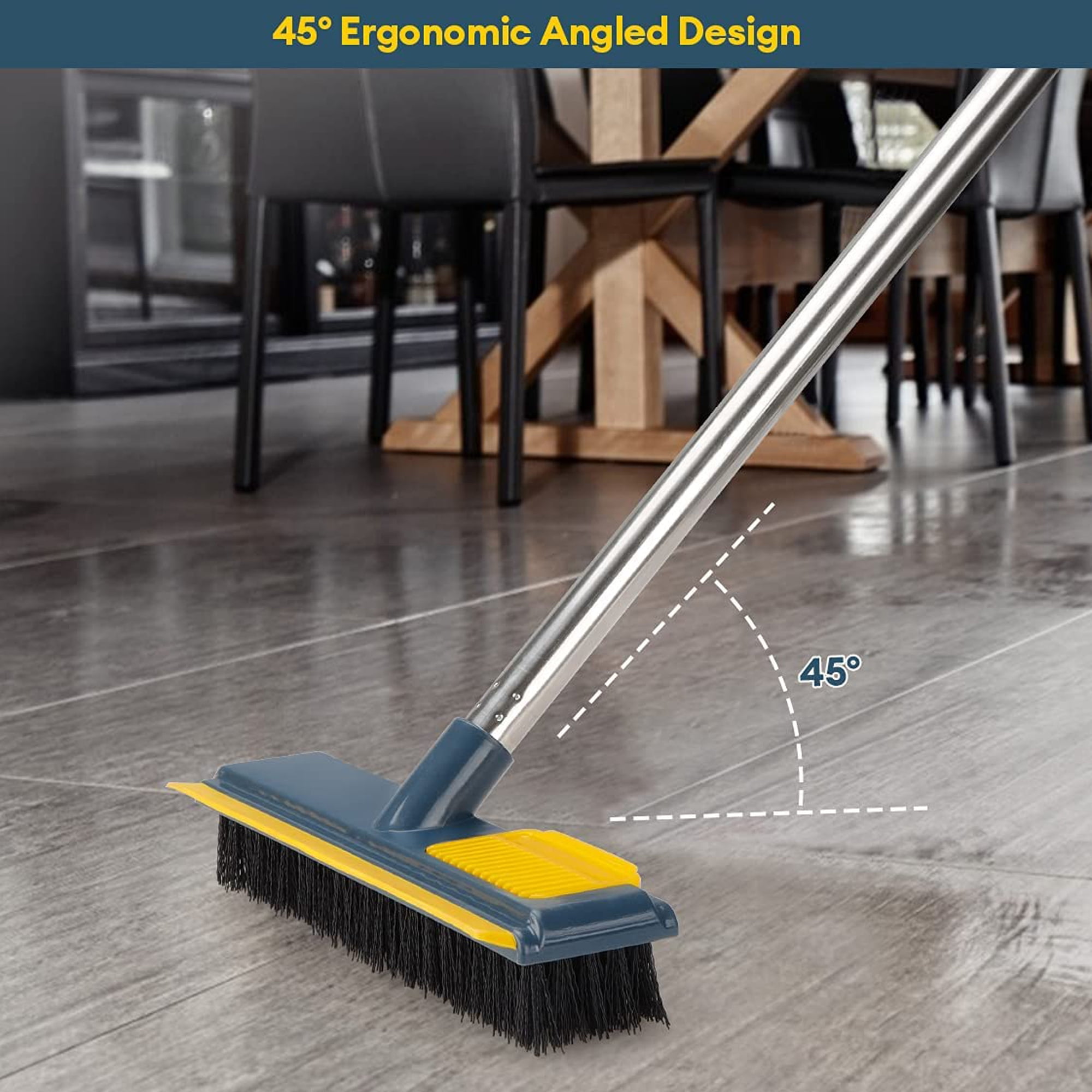 2 in 1 Floor Scrub Brush Adjustable Long Handle Scrubber Shower Tub ...