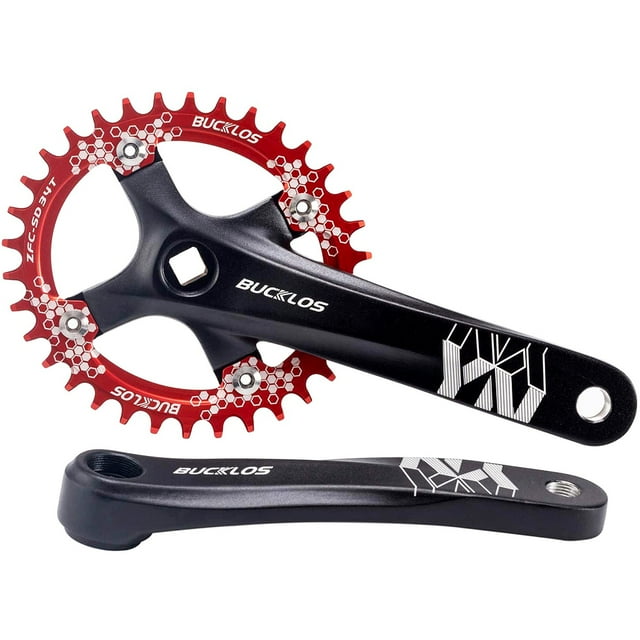 BUCKLOS 104 BCD Mountain Bike Single Speed Crankset, 170mm MTB Square Taper Crankset with ...