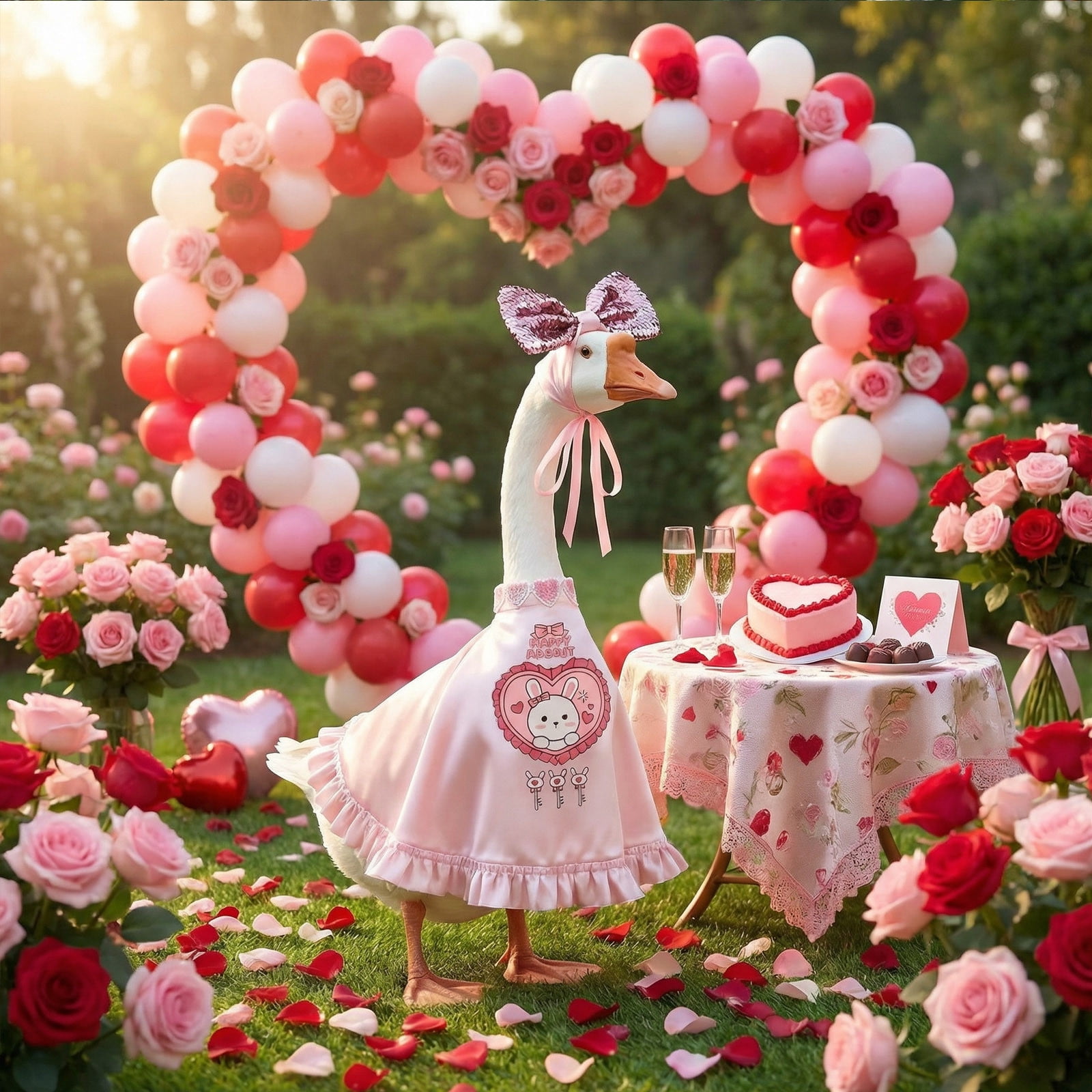 Tdxkok Valentiness Easter Gooses Outfits Gooses Statue Valentiness Day Dress Patio Gooses Outfits Hat Set For 23inch Statue Patio Garden Decoration