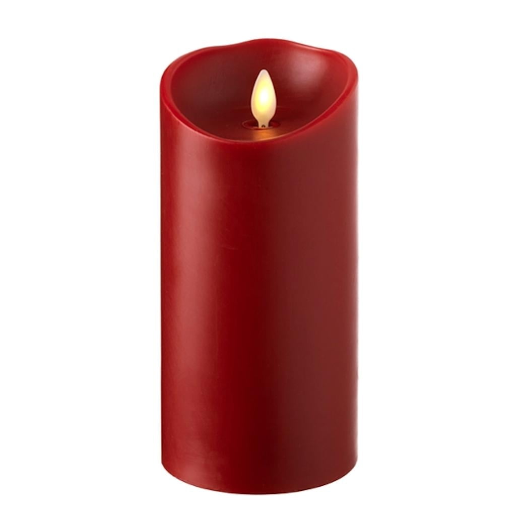 Liown 37081 - 7" Red Wax Push Flame LED Pillar Candle with Timer ...