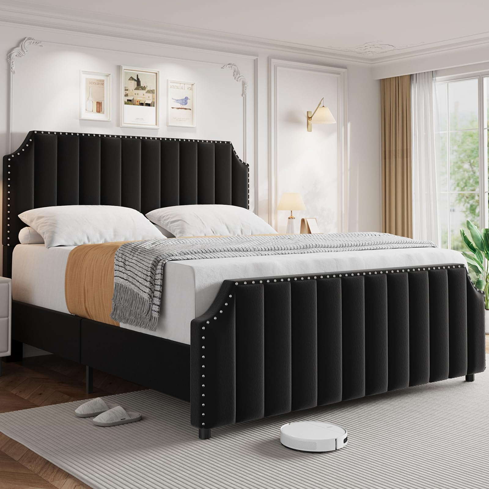 Click here for Towallmark King Size Velvet Upholstered Platform B... prices