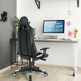 Gymax Ergonomic Gaming Chair, Adjustable Swivel, PVC, Black & White ...