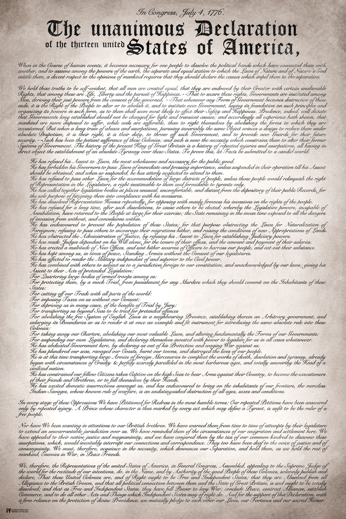 Declaration of Independence Remastered Readable Version United States ...