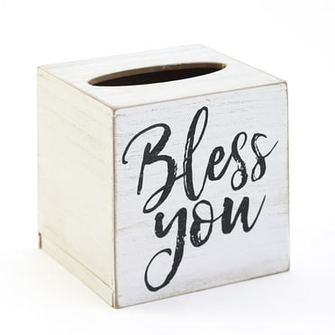 Creative Co-Op Wood & Metal "Bless You" Tissue Box Cover - Walmart.com