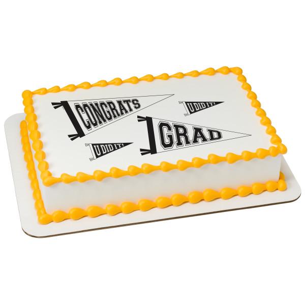 Grad Pennants Edible Cake Topper Image - Walmart.com