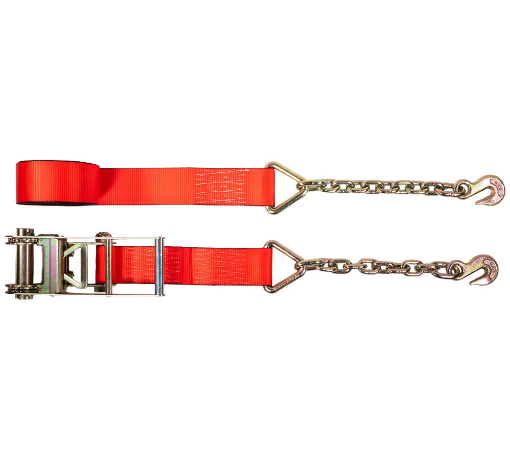 4 Pack 3" x 30' Ratchet Strap with Chain Anchor - 5000 Lbs WLL Heavy ...
