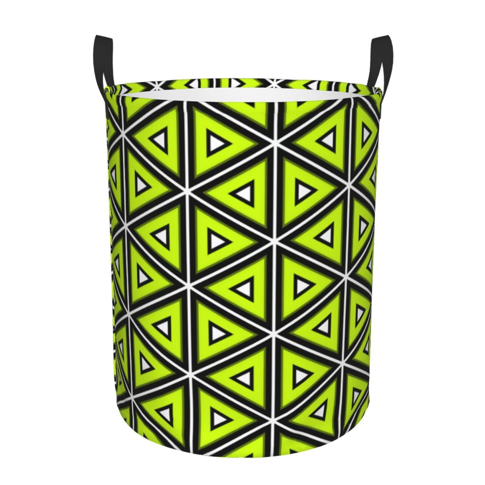 LNWH Laundry Basket, Green Geometric Triangle Pattern Foldable Laundry ...