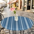 Classic Sky Blue Lines Round Fitted Tablecloth with Elastic Edged ...