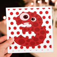 3drose, Print of Number 3 with Face on Red Dots, 1 Greeting Card with ...