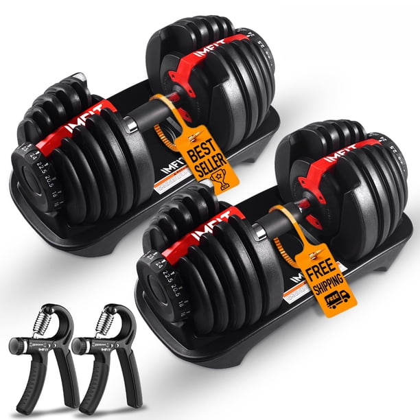 IMFit 5-52.5 lb Adjustable Dumbbell set with Free Hand Grip ...