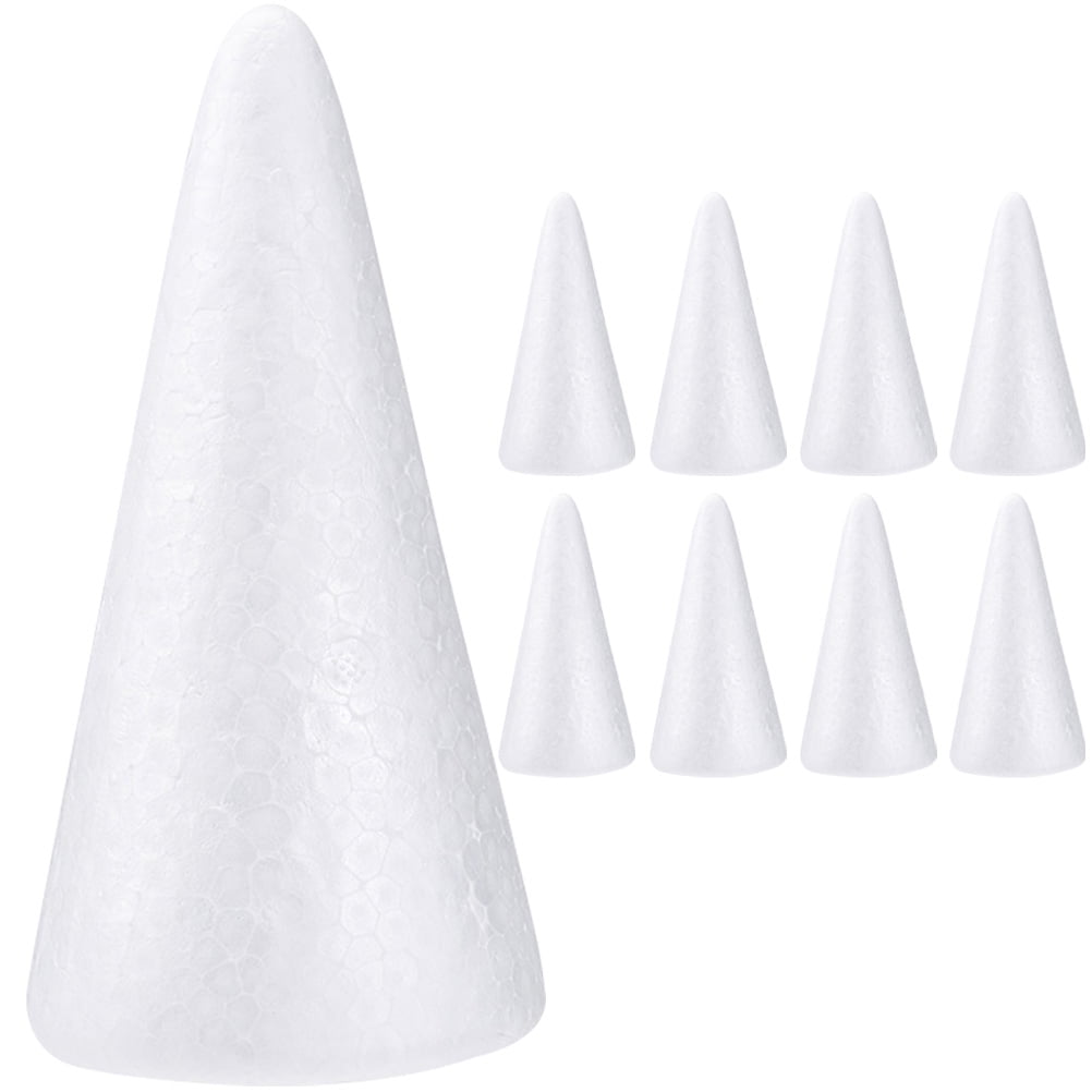 10Pcs Foams Cones DIY Crafts White Cones Adornments Kids DIY Craft ...