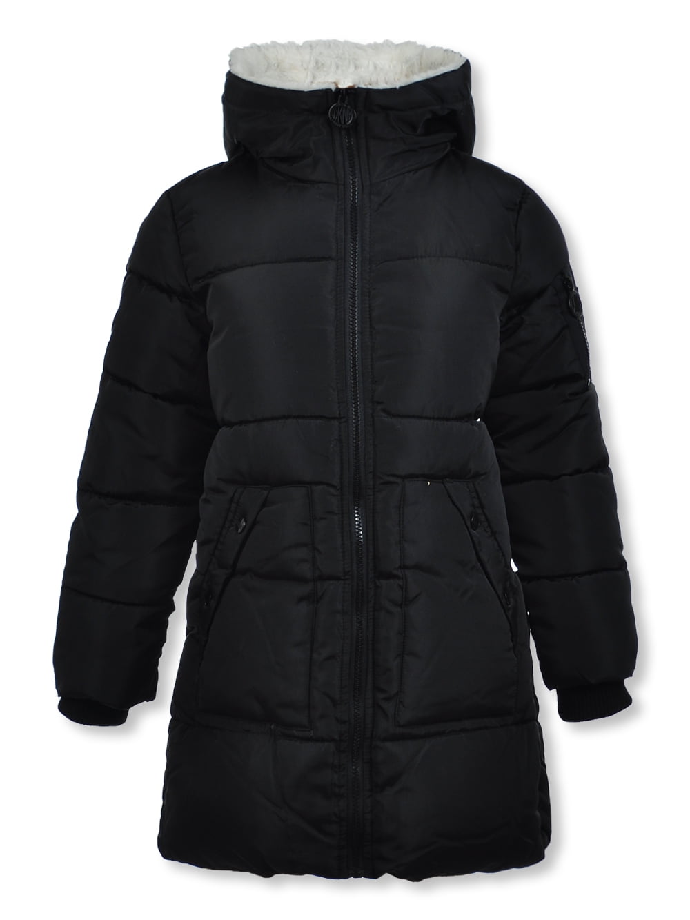 DKNY Girls' Long Bubble Puffer Jacket - black, 4 (Little Girls ...