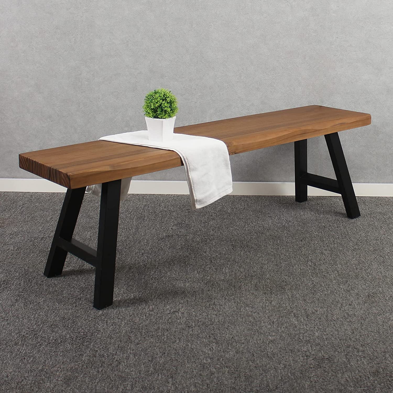 Outdoor Soild Wood Bench,48 inch Patio Picnic Bench,Oil Finished ...