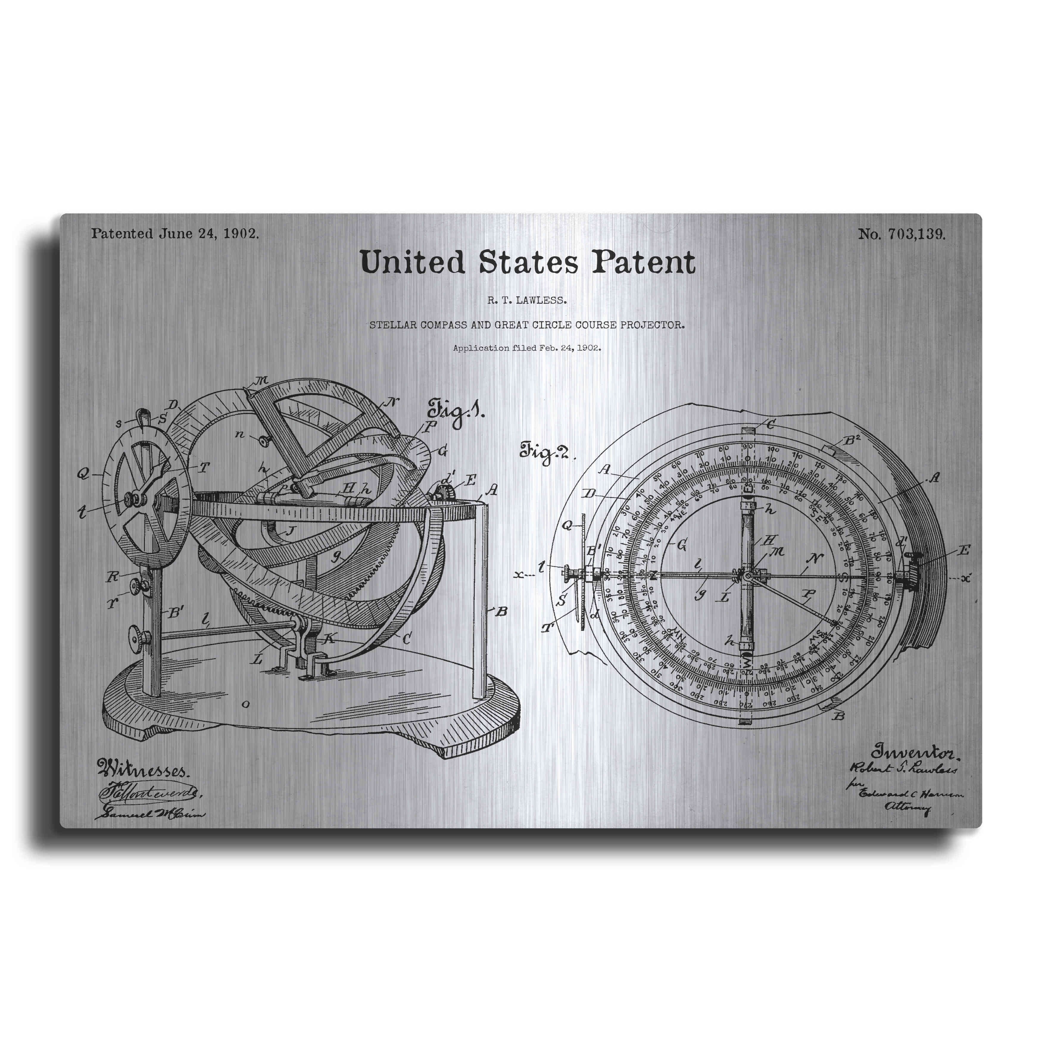 Luxe Metal Art 'Stellar Compass Blueprint Patent White' Acrylic Glass ...