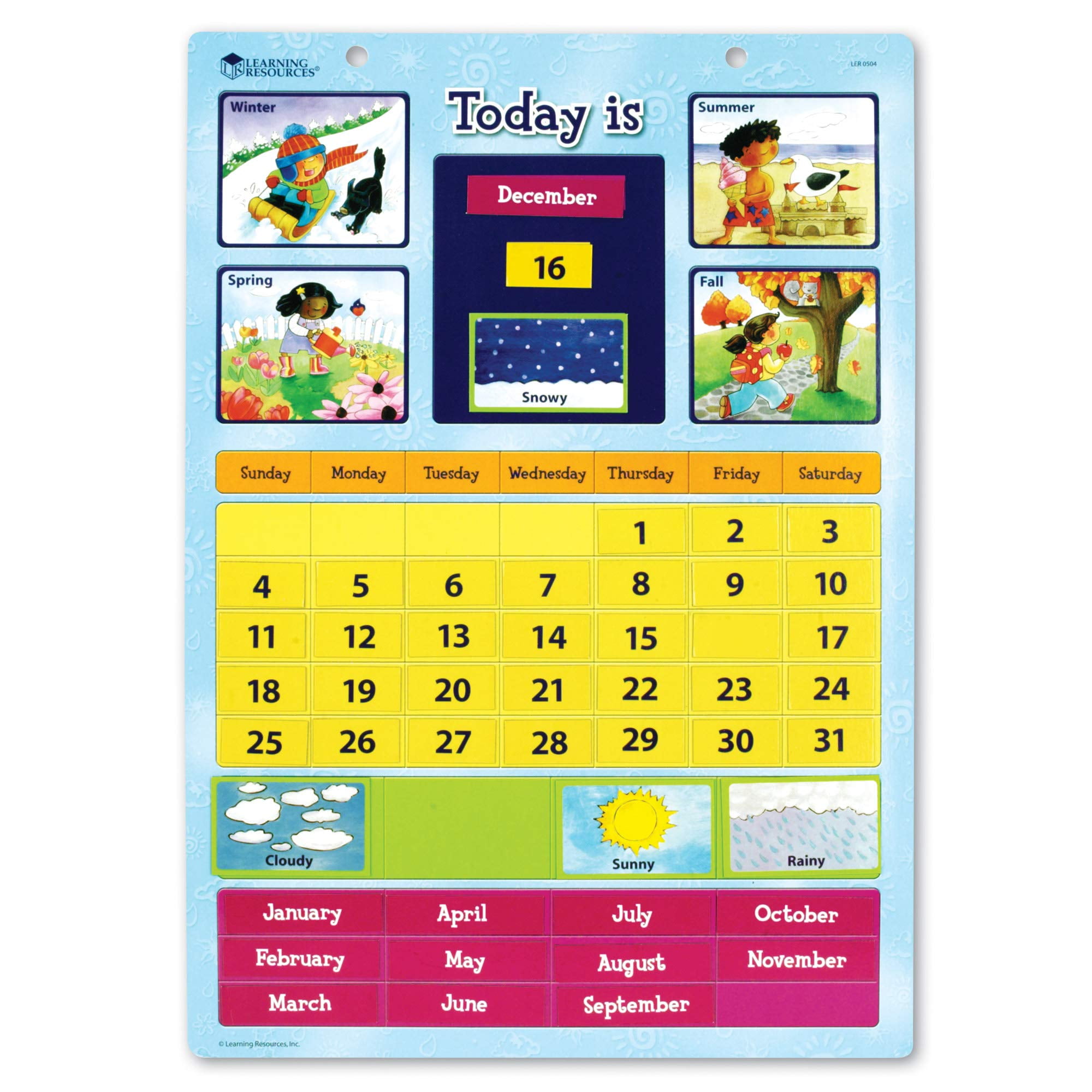 Calendario de aprendizaje magnético Learning Resources 51 piezas 12 x ...