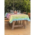 Abstract Flowers Rectangle Outdoor Tablecloth with Umbrella Hole White ...