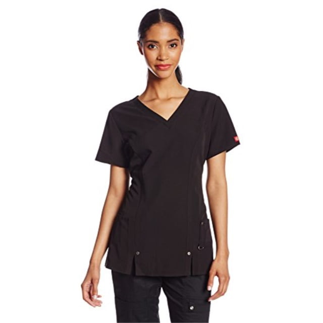 Dickies Dickies Xtreme Stretch Scrubs Top For Women V Neck 82851 S Black