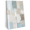 Abstract Color Block Canvas Wall Art for Living Room, Beige Blue Oil ...