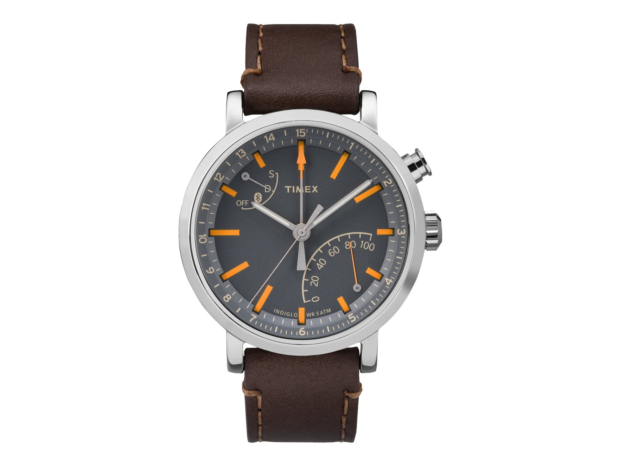 Timex Unisex Metropolitan+ Dark Brown/Silver-Tone/Black Watch, Leather ...