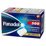 Panadol Extra Strength Caplets, Pain Reliever & Fever Reducer - 24ct ...