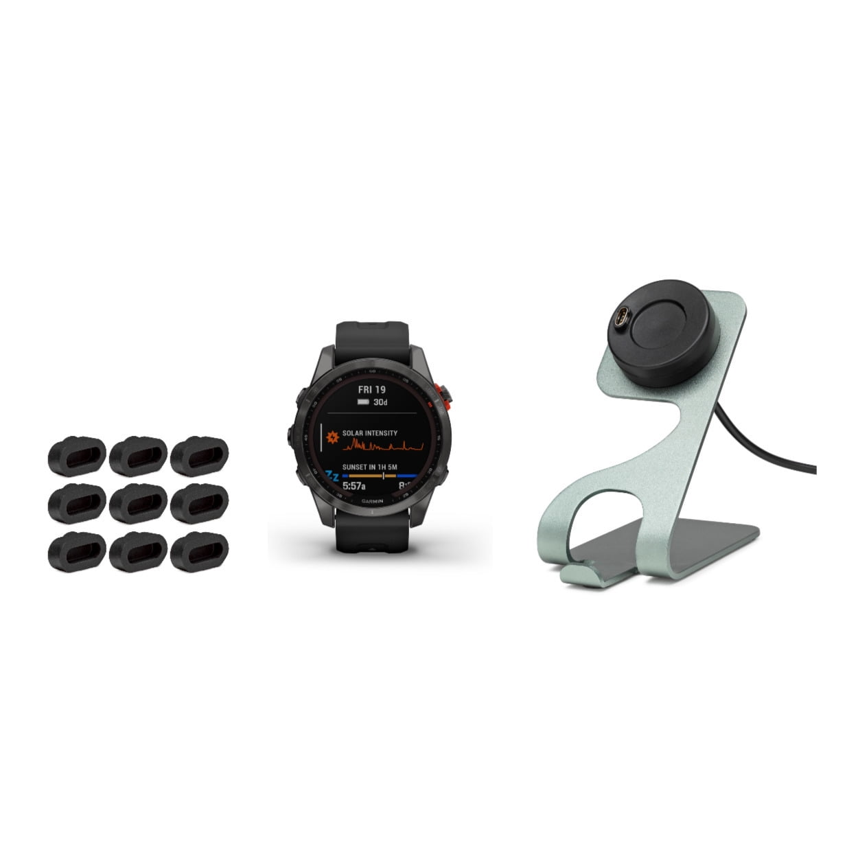 Garmin Fenix 7S Solar SmartWatch (Slate Gray) with Charger Stand and ...