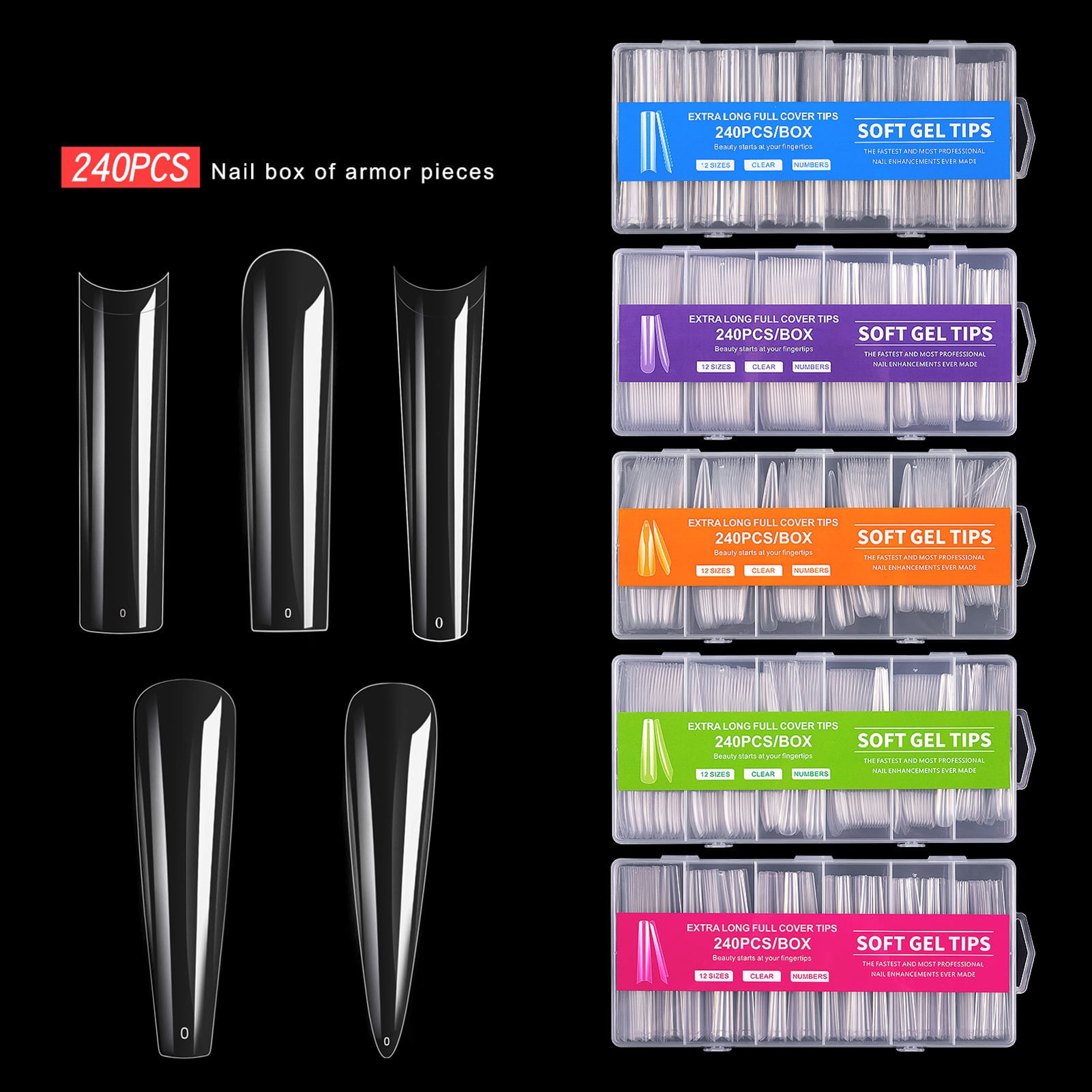 opvise 1 Box Fake Nails Transparent Plentiful Quantity Harmless High ...