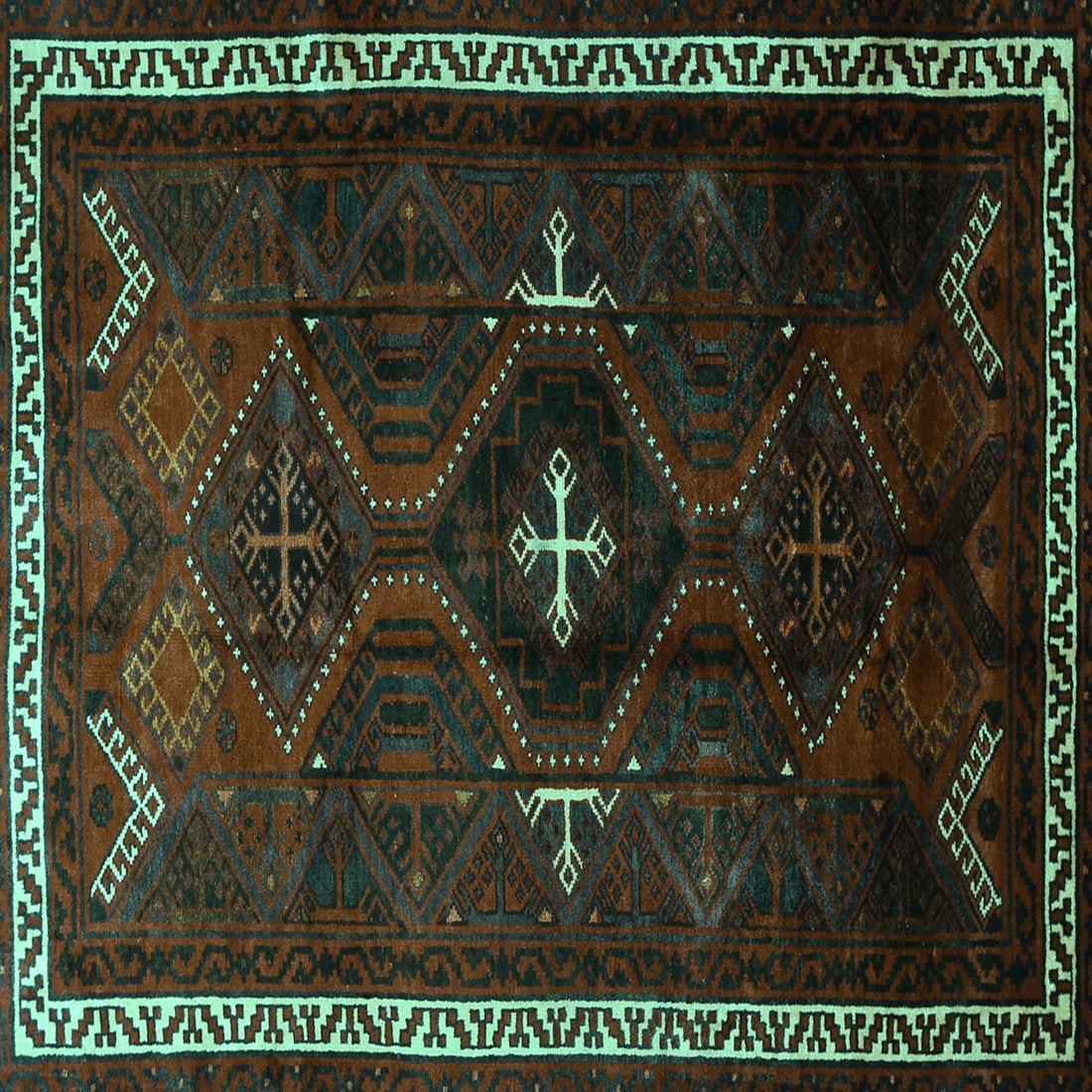 Ahgly Company Indoor Square Persian Turquoise Blue Traditional Area ...