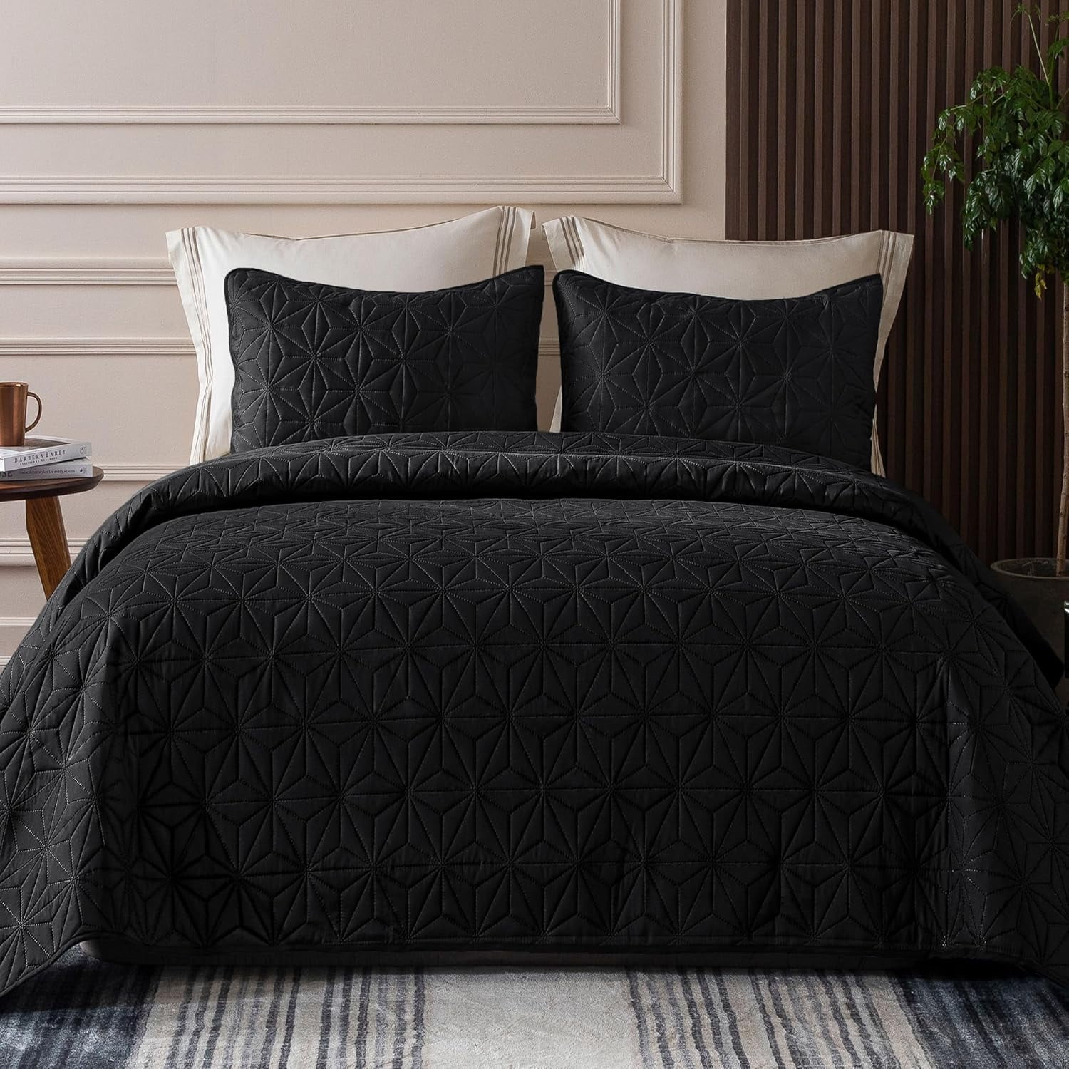 Click here for Siabc-King Quilt Bedding Set  Soft Black Bedspread... prices