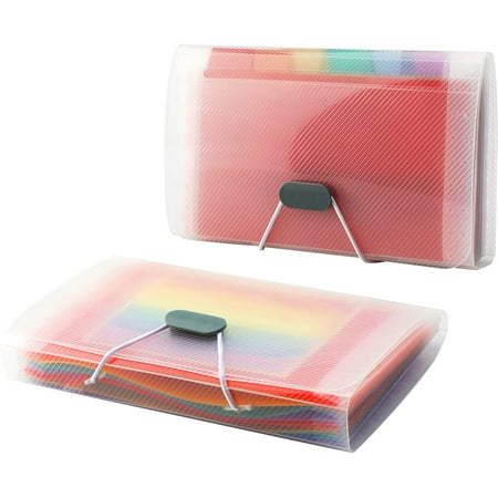 2 Packs 13 Pockets Accordion File Organizer Rainbow Receipt Organizer ...