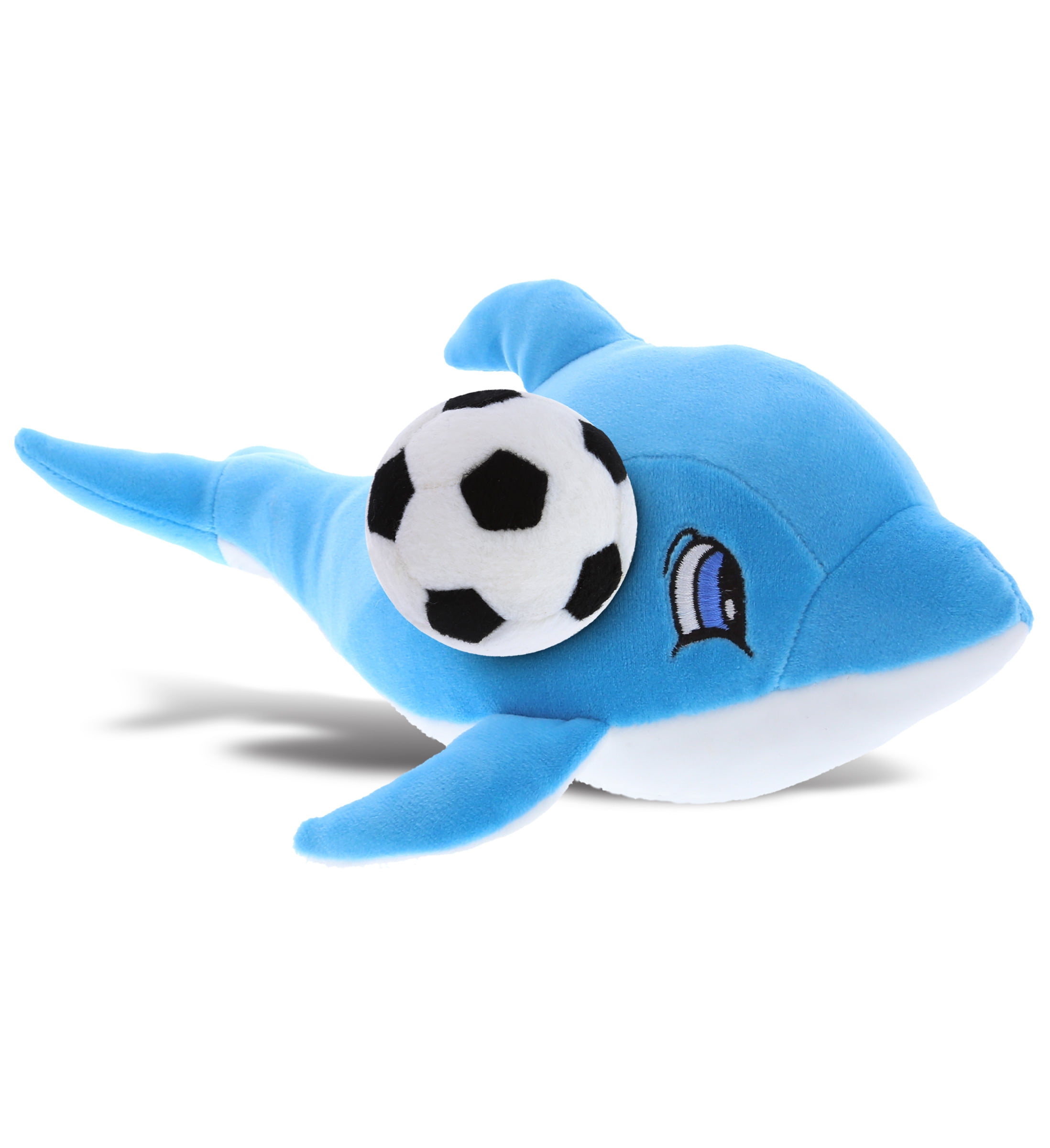 DolliBu Blue Dolphin Stuffed Animal with Soccer Ball Plush - Soft ...