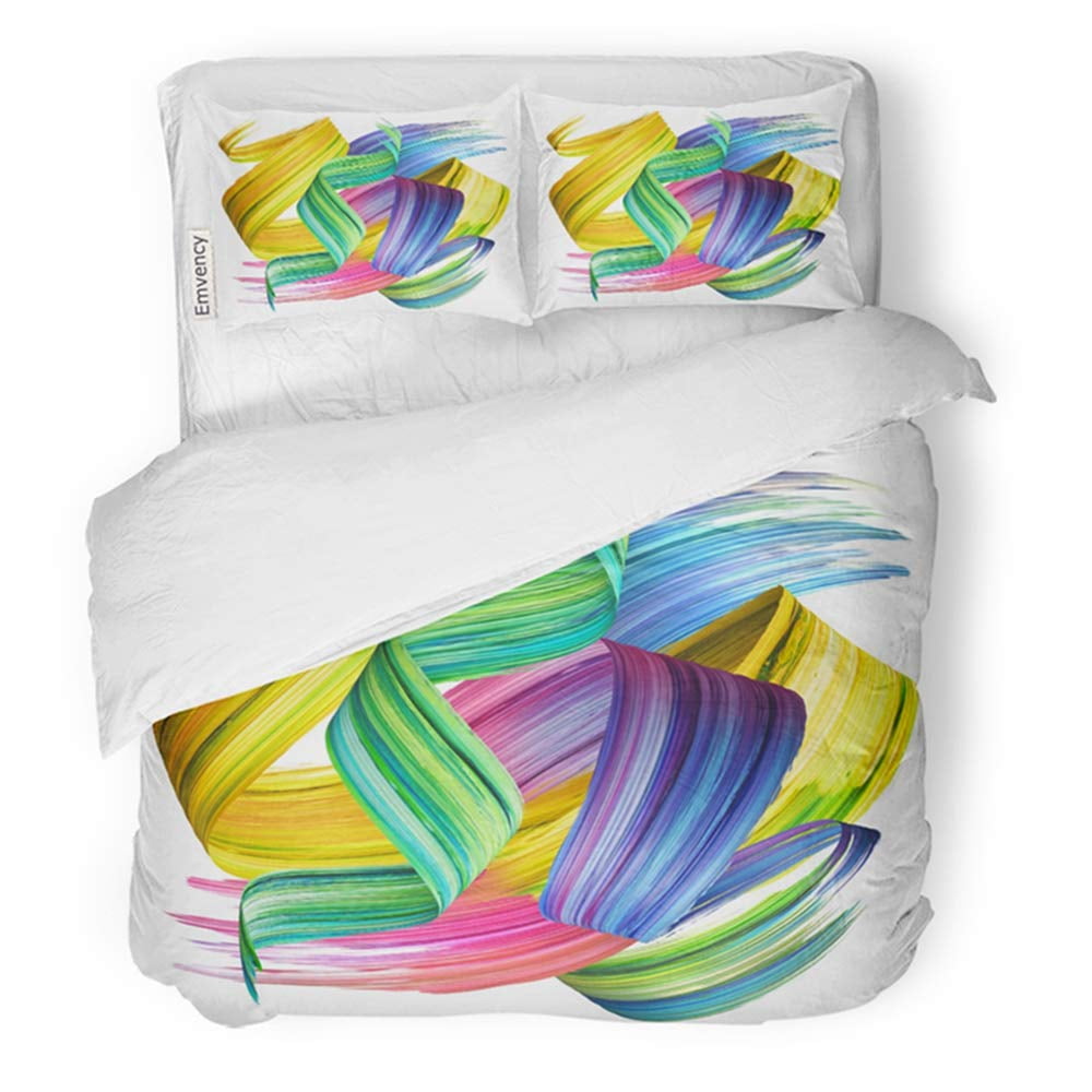 FMSHPON 3 Piece Bedding Set 3D Render Abstract Brush Stroke Paint ...