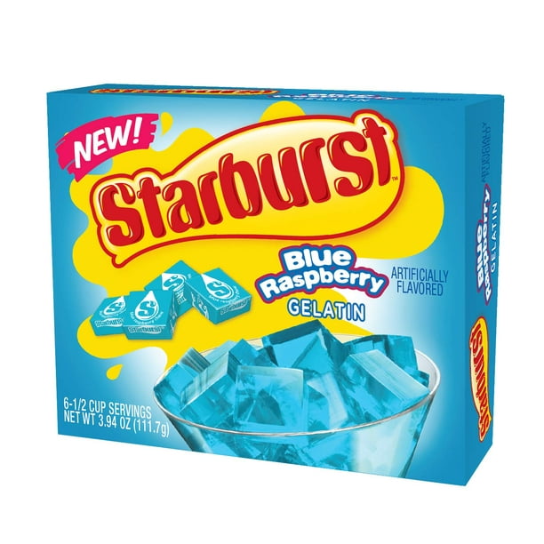 Starburst Gelatin, Blue Raspberry, 3.89 OZ (Pack of 6) - Walmart.com