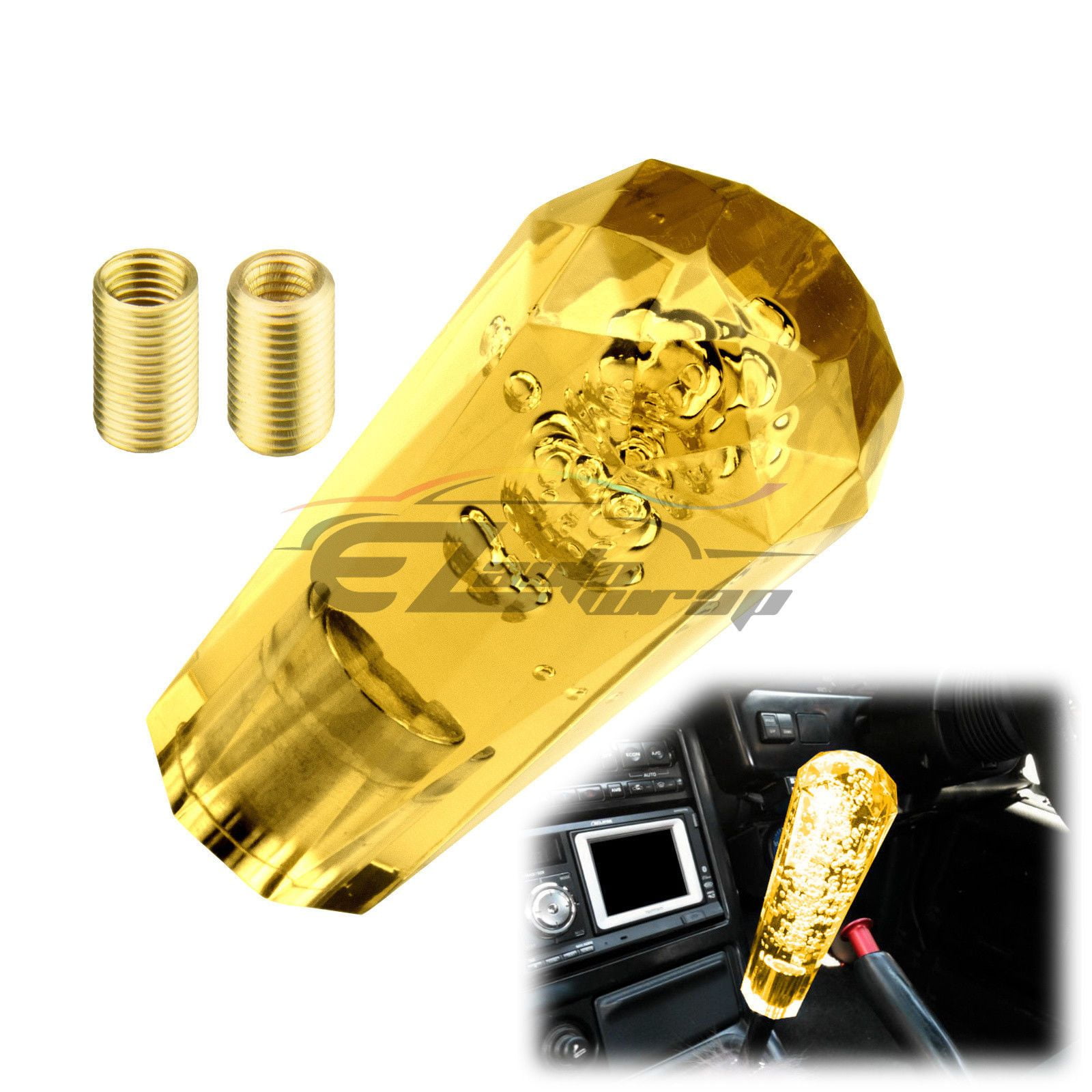 Shift Knob Stick Yellow Smoke Crystal Bubble Manual Gear Shifter 10cm ...