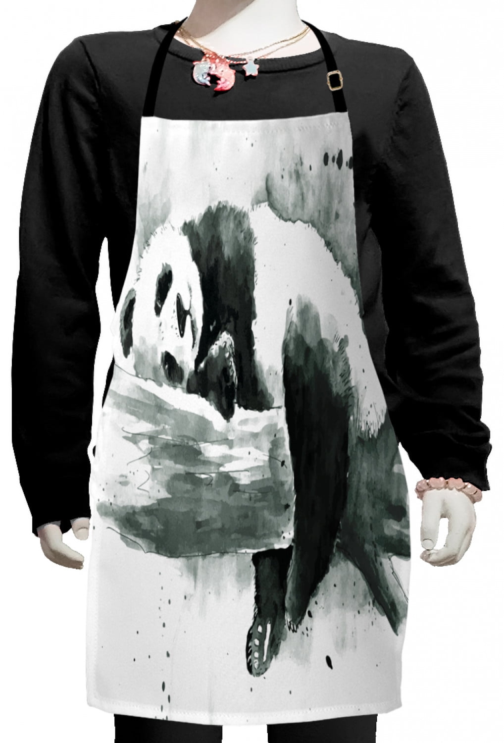 Panda Kids Apron, Panda Lying on a Tree Branch Classic Watercolor ...