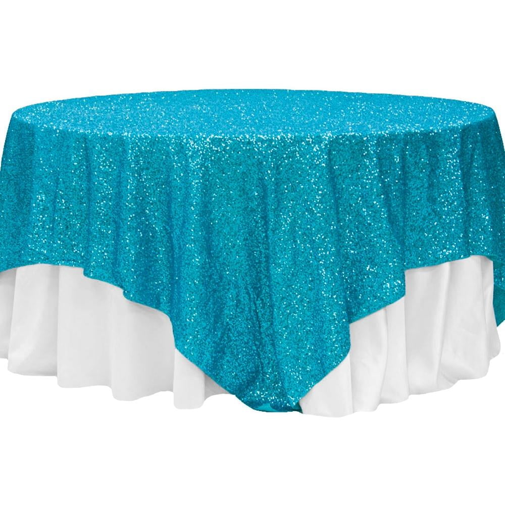 1 Pc, Glitz Sequin Table Overlay Topper 90"X90" Square - Turquoise For ...