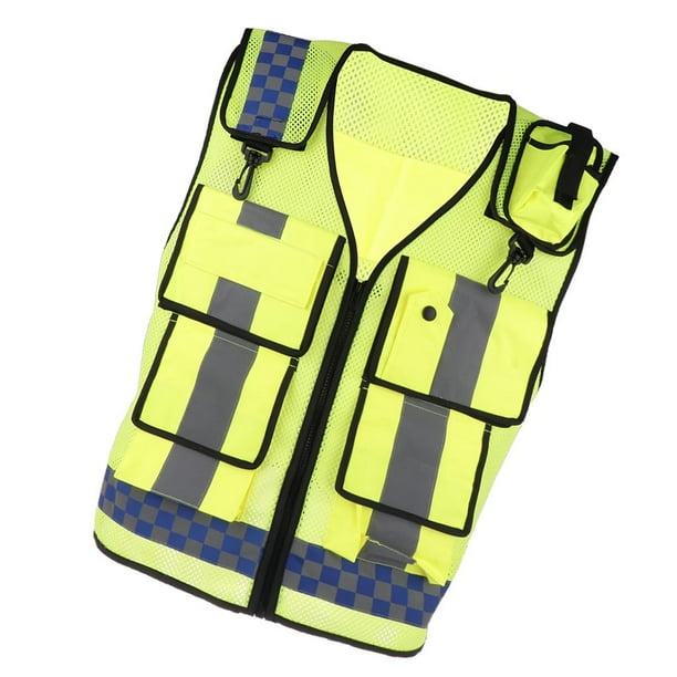 Multi Pocket Vest High Visibility Zipper Front Safety Vest w ...