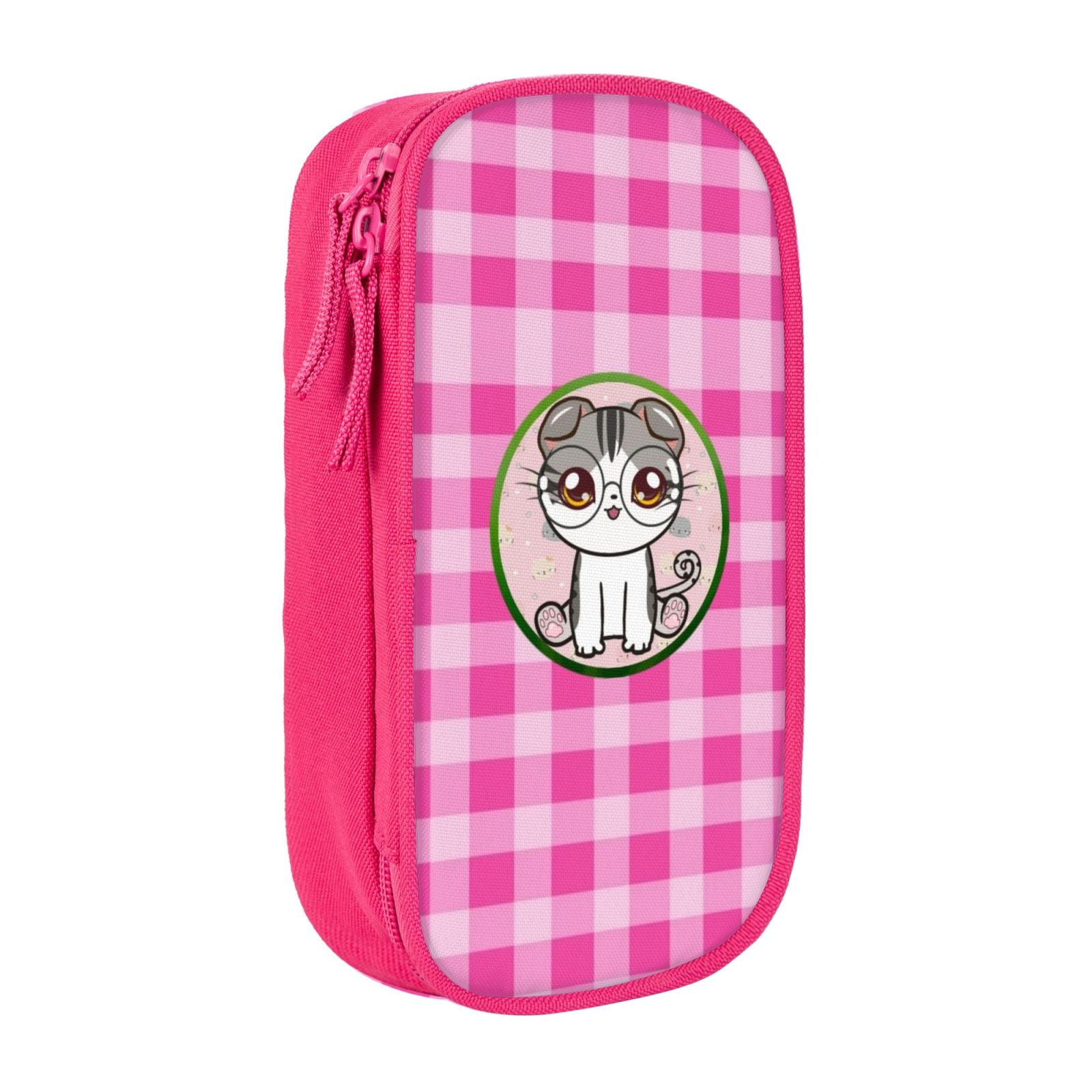 XMXY Cat Avatar Plaid Checkered Pencil Case Cute Aesthetic, Portable ...