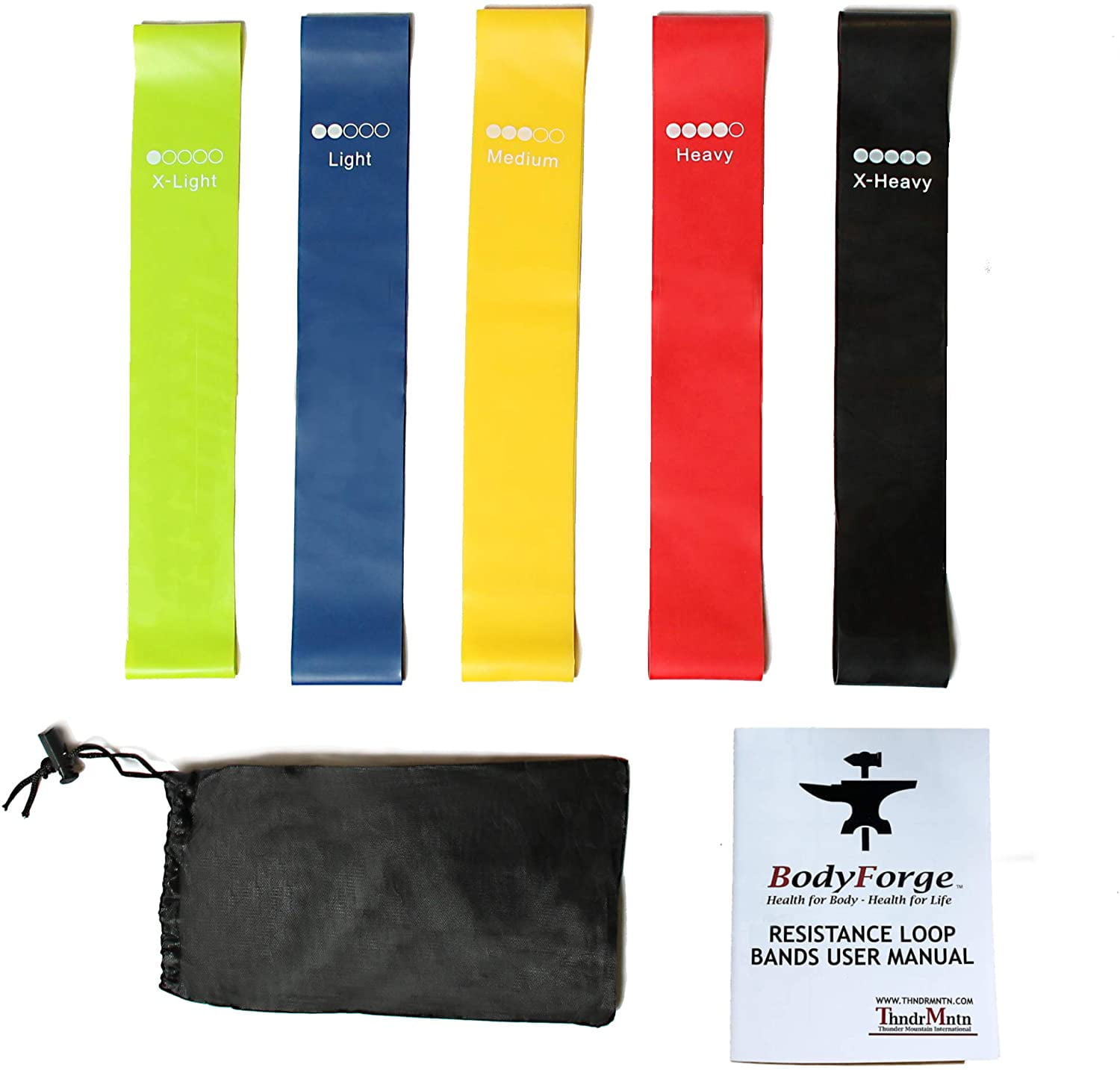 BodyForge Resistance Loop Exercise Bands with Instruction Guide and ...