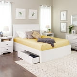 Prepac Select 4-Post Platform Bed with 4 Drawers, Queen, White ...