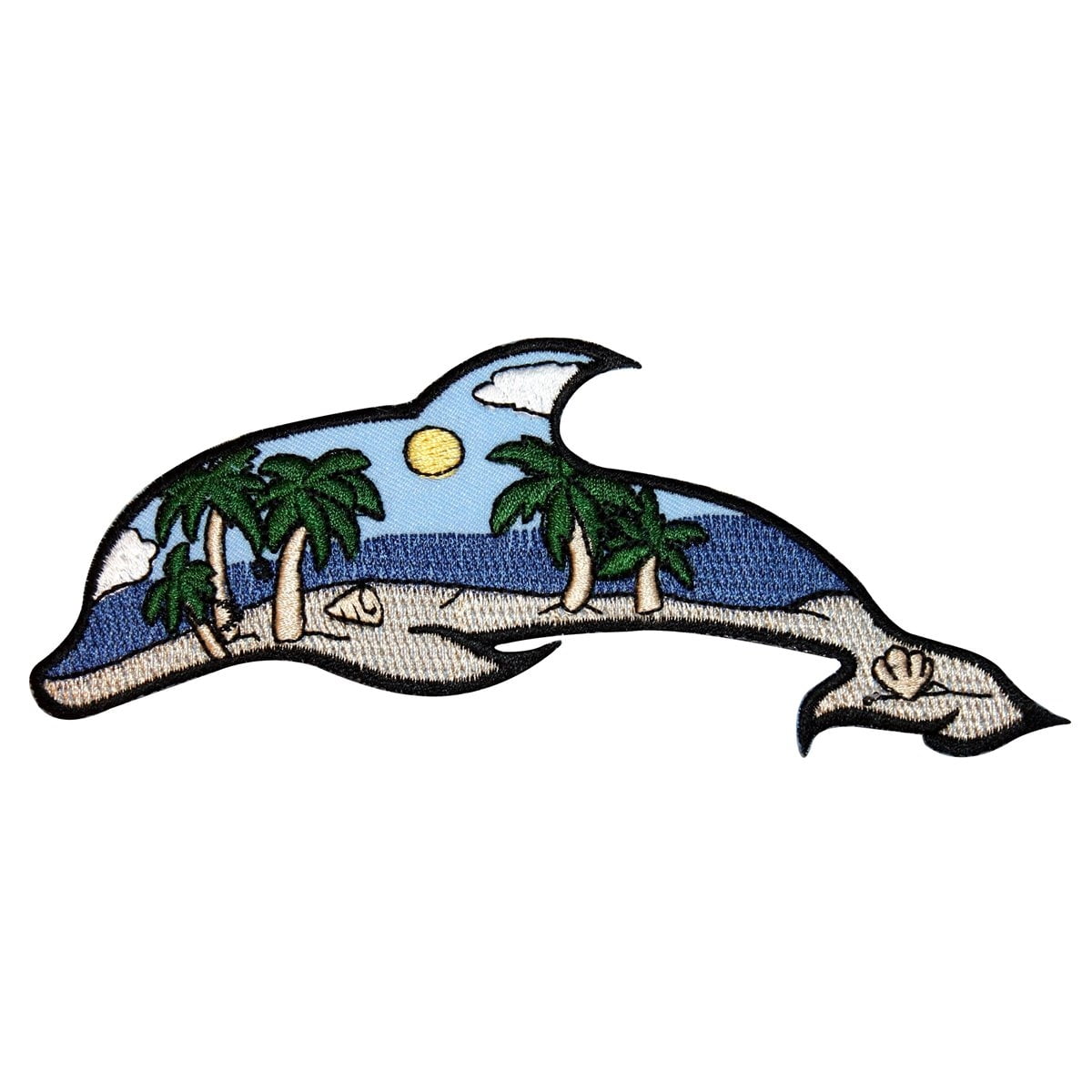 ID 1696 Beach Scene Dolphin Patch Ocean View Craft Embroidered Iron On ...