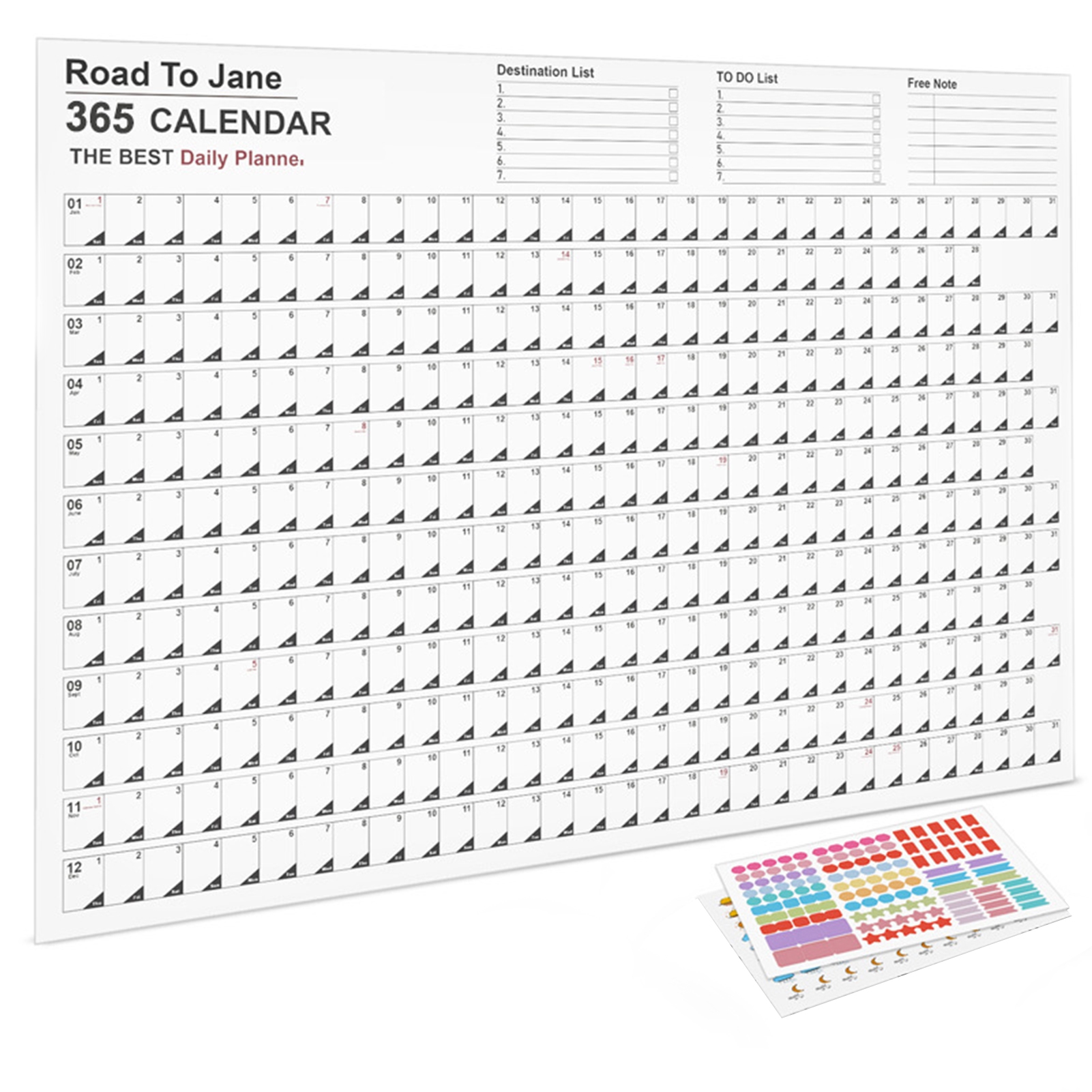 Trayknick 1 Set Schedule Calendar Clear Print with Stickers English ...