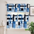 Blue Gradient Color Block Curtain Tier and Valance Set 3 Piece,Abstract ...