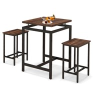 Costway 3 Piece Counter Height Dining Bar Table Set w/2 Stools&3 ...